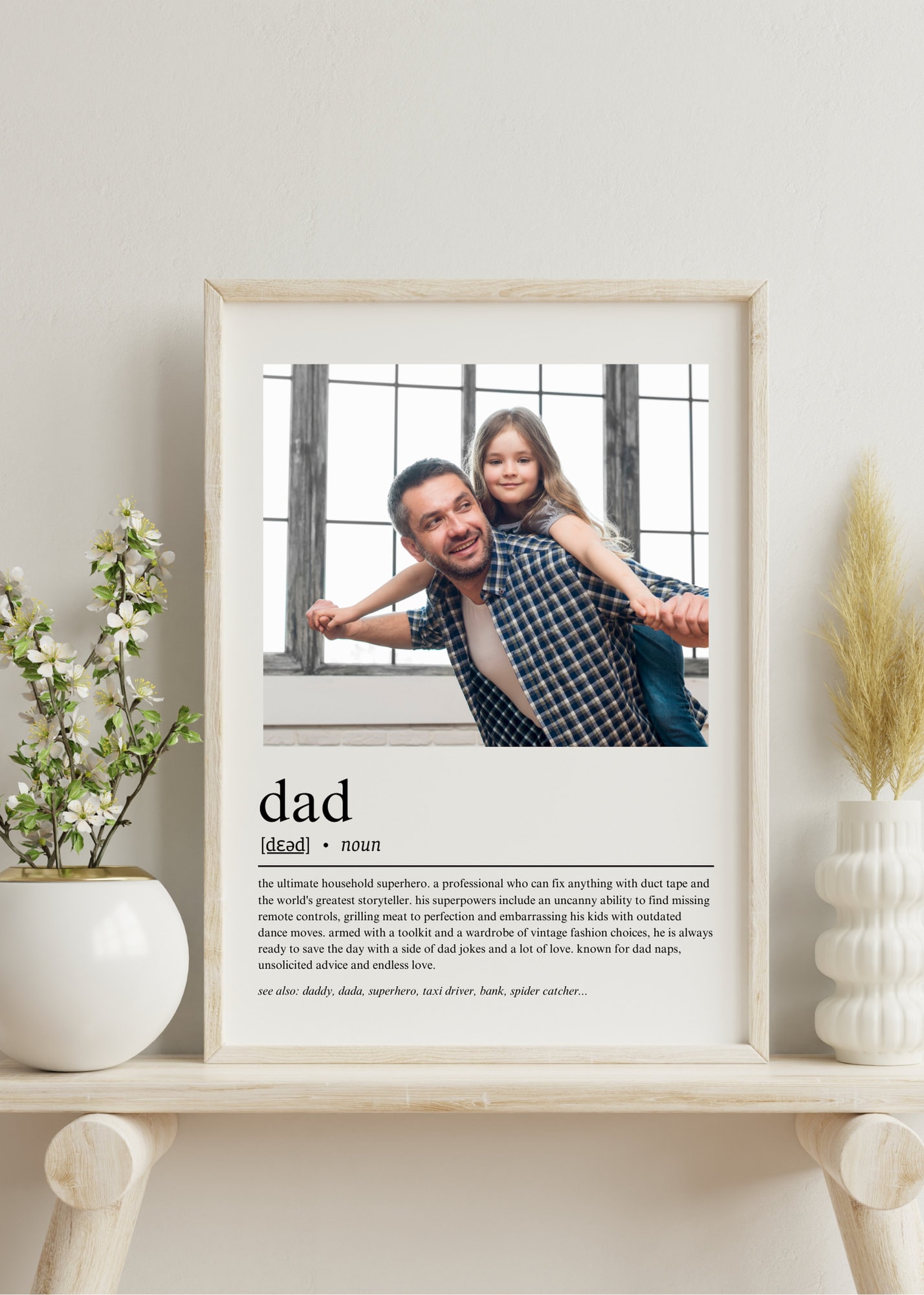 Custom Photo Dad Definition Wall Art, Dad Word Meaning Art ...