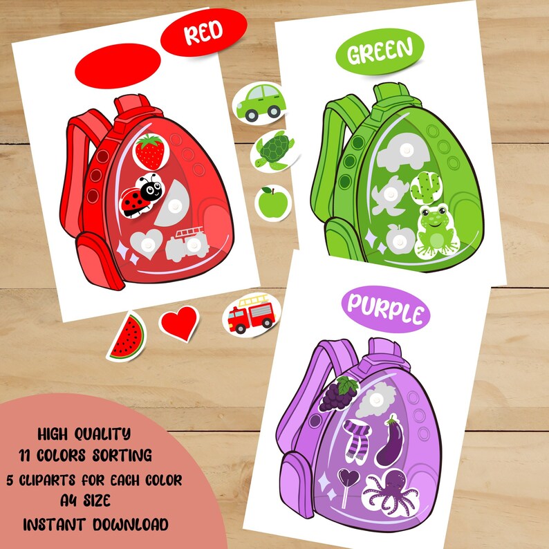 Color Sorting Activity for Kids, Printable Color Matching Worksheets ...