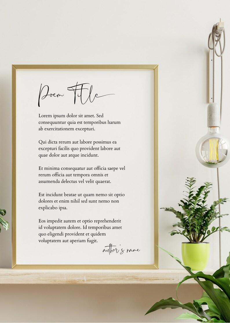 Custom Poem Print, Minimalist Poem Wall Art, Printable Poem Poster ...