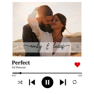 Custom Song Print With Couple Photo, Our Song Portrait, Personalized ...
