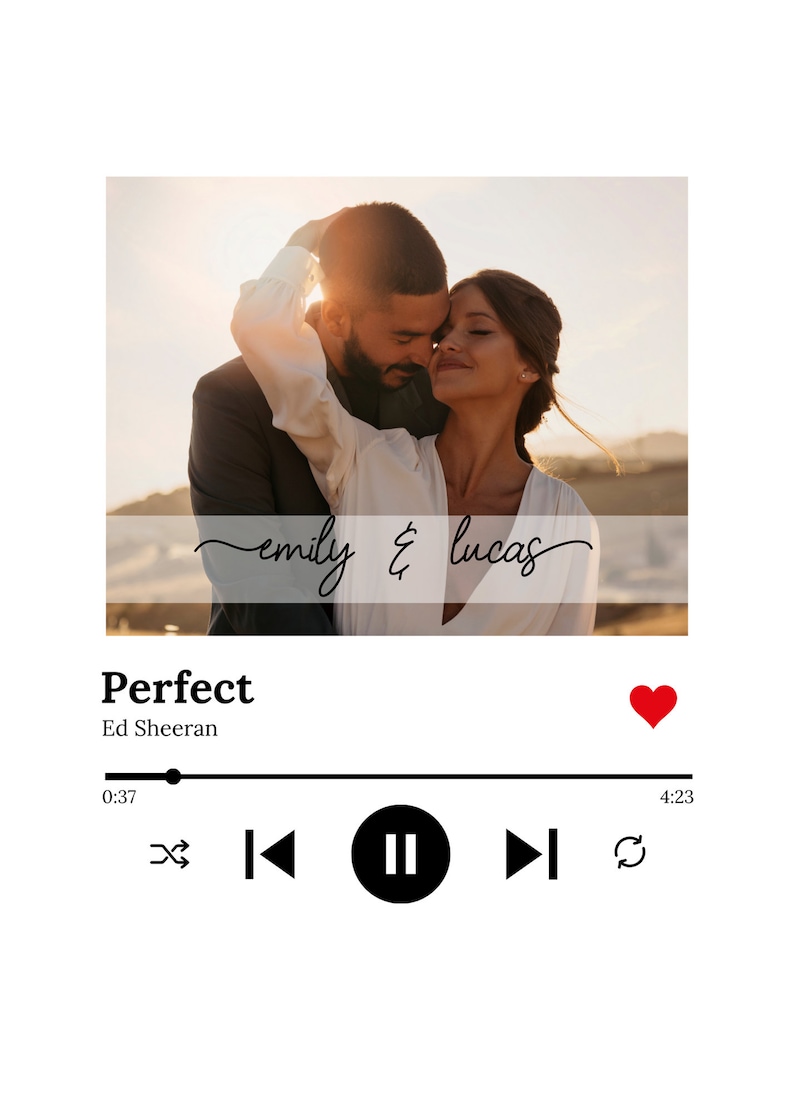 Custom Song Print With Couple Photo, Our Song Portrait, Personalized ...