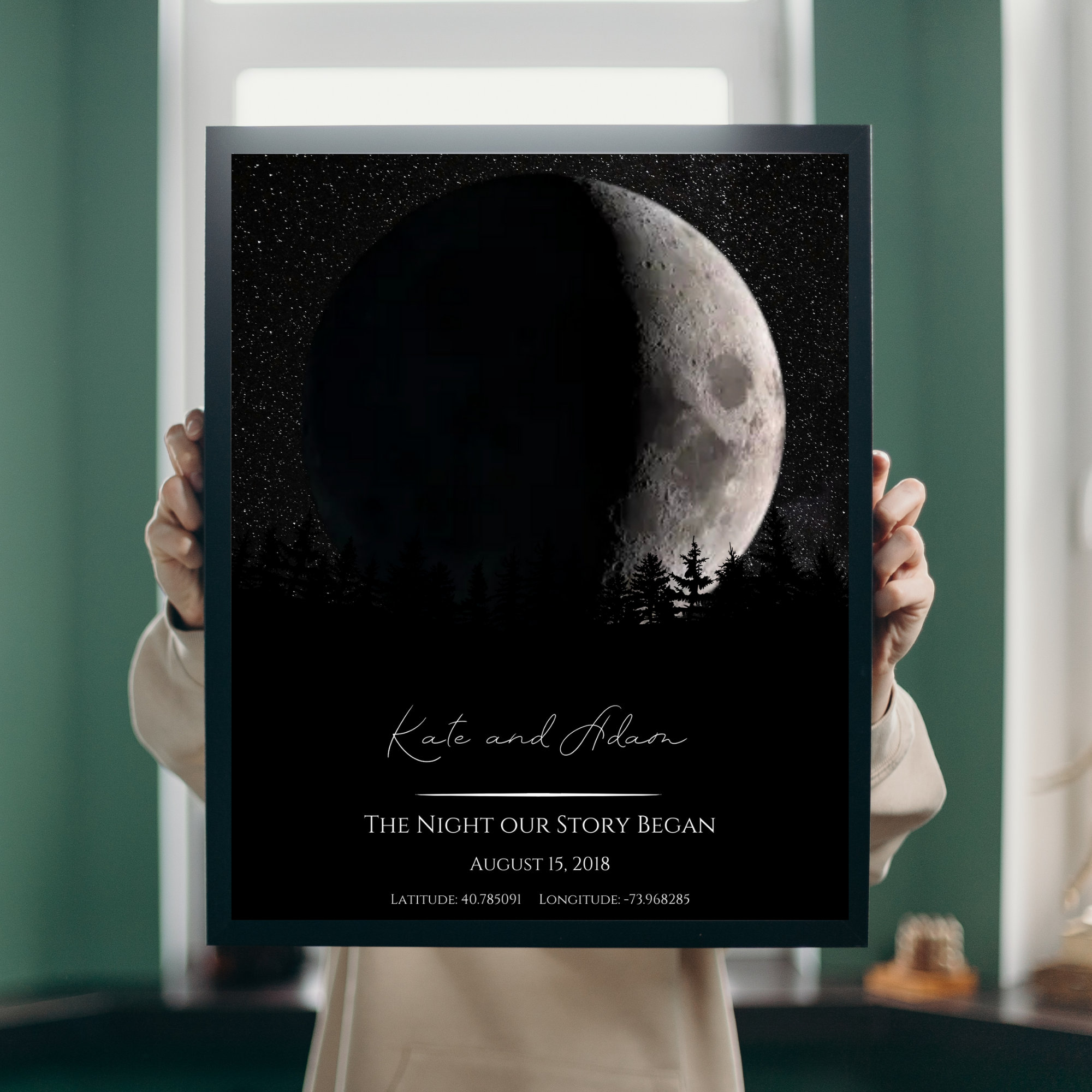 Custom Moon Phase, Personalized Moon Phase Print, Moon by Date Wall Art ...