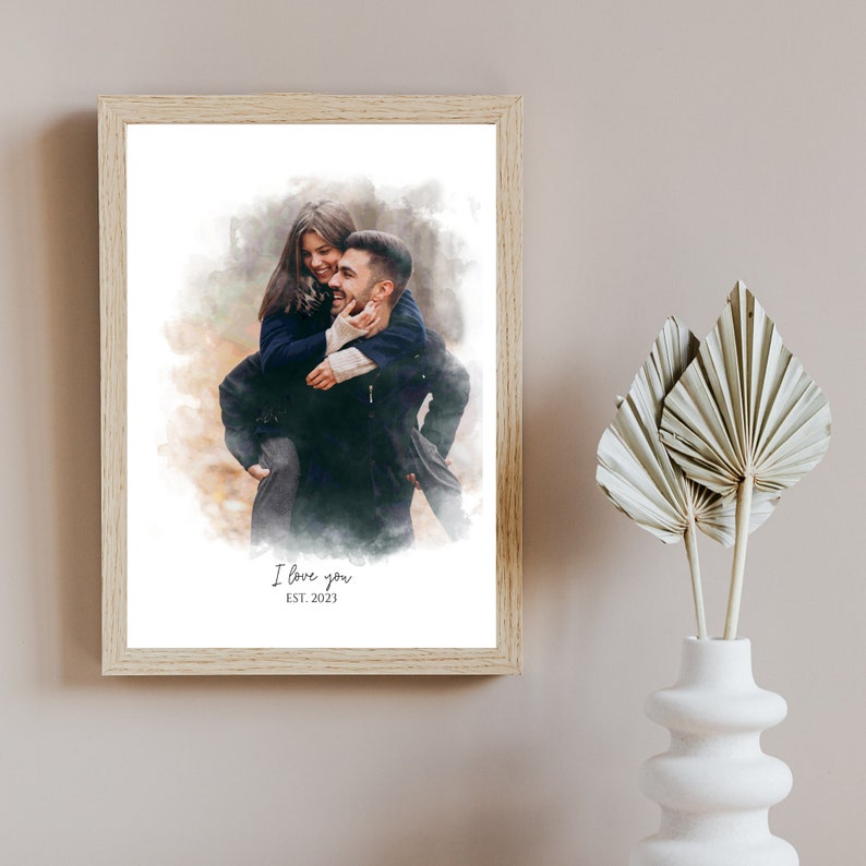 Watercolor Couple Portrait, Custom Wedding Couple Painting, Printable ...