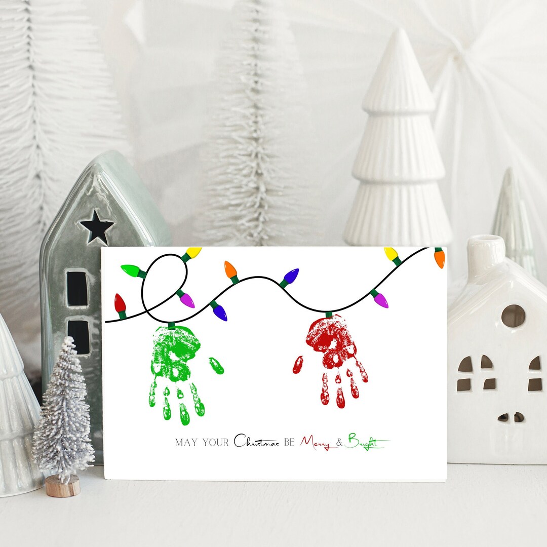 Custom Garland Handprint Craft, Merry and Bright Christmas Handprint ...