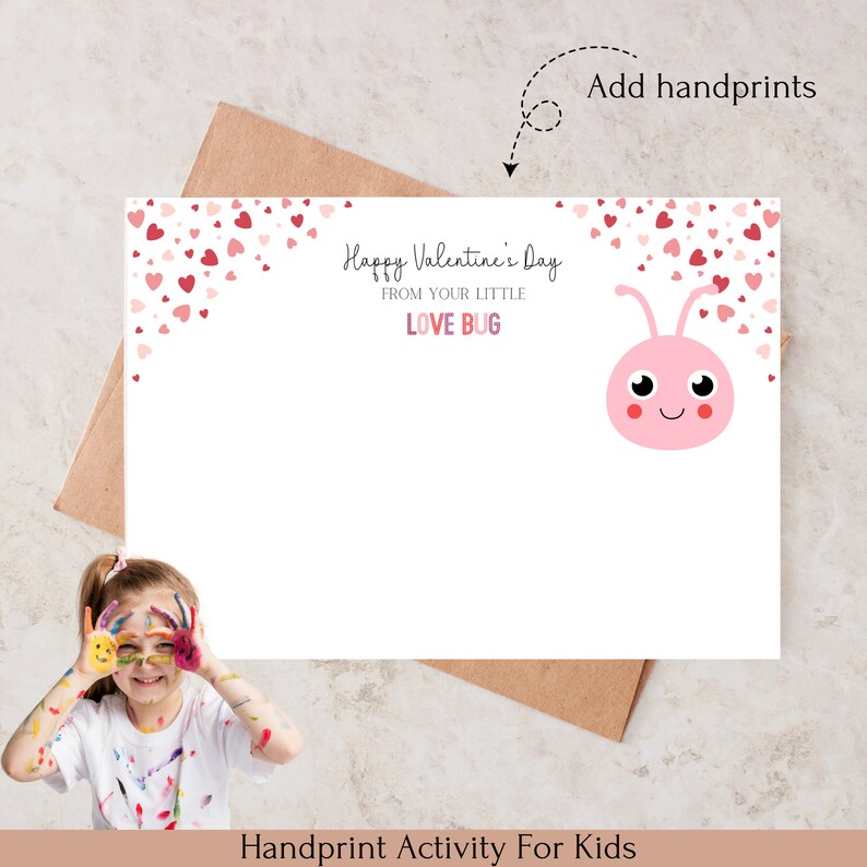 Little Love Bug Handprint Art, Valentines Day Handprint Craft, Toddler ...