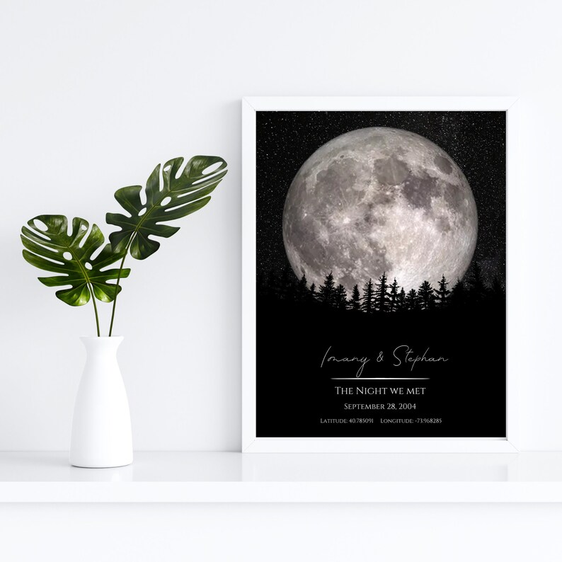 Custom Moon Phase, Personalized Moon Phase Print, Moon by Date Wall Art ...