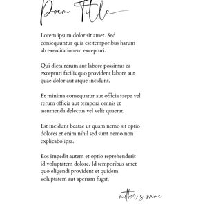 Custom Poem Print, Minimalist Poem Wall Art, Printable Poem Poster ...