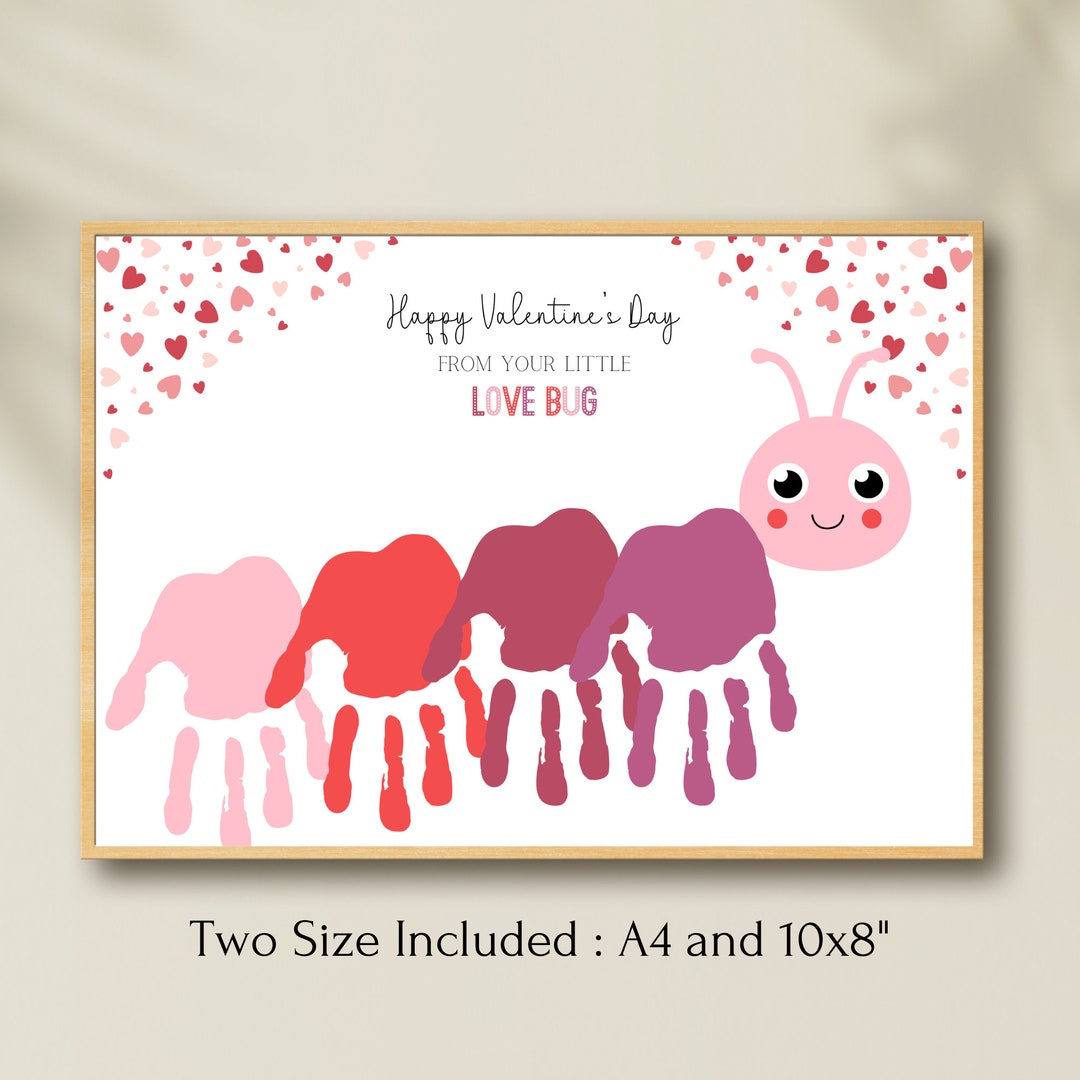 Little Love Bug Handprint Art, Valentines Day Handprint Craft, Toddler ...