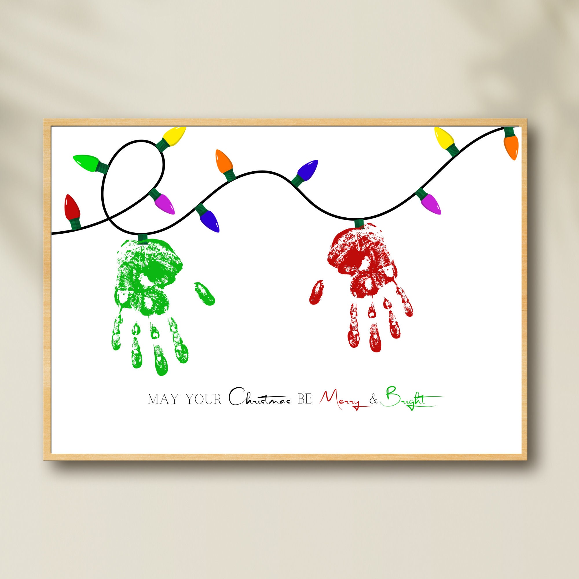Custom Garland Handprint Craft, Merry and Bright Christmas Handprint ...