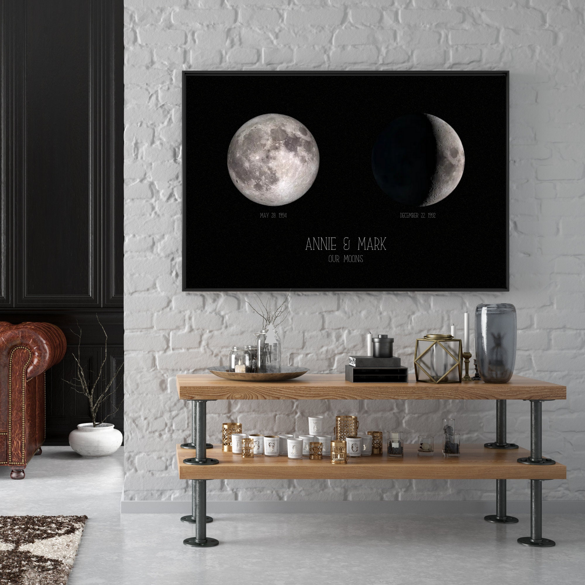 Couple Moon Phase Wall Art, Custom Moon Phase Print, Couple Moon ...