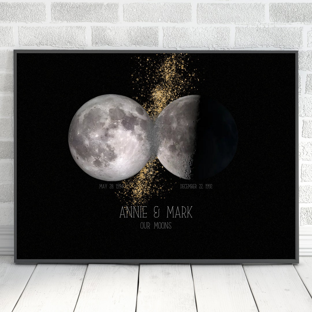 Couple Moon Phase Wall Art, Custom Moon Phase Print, Couple Moon ...