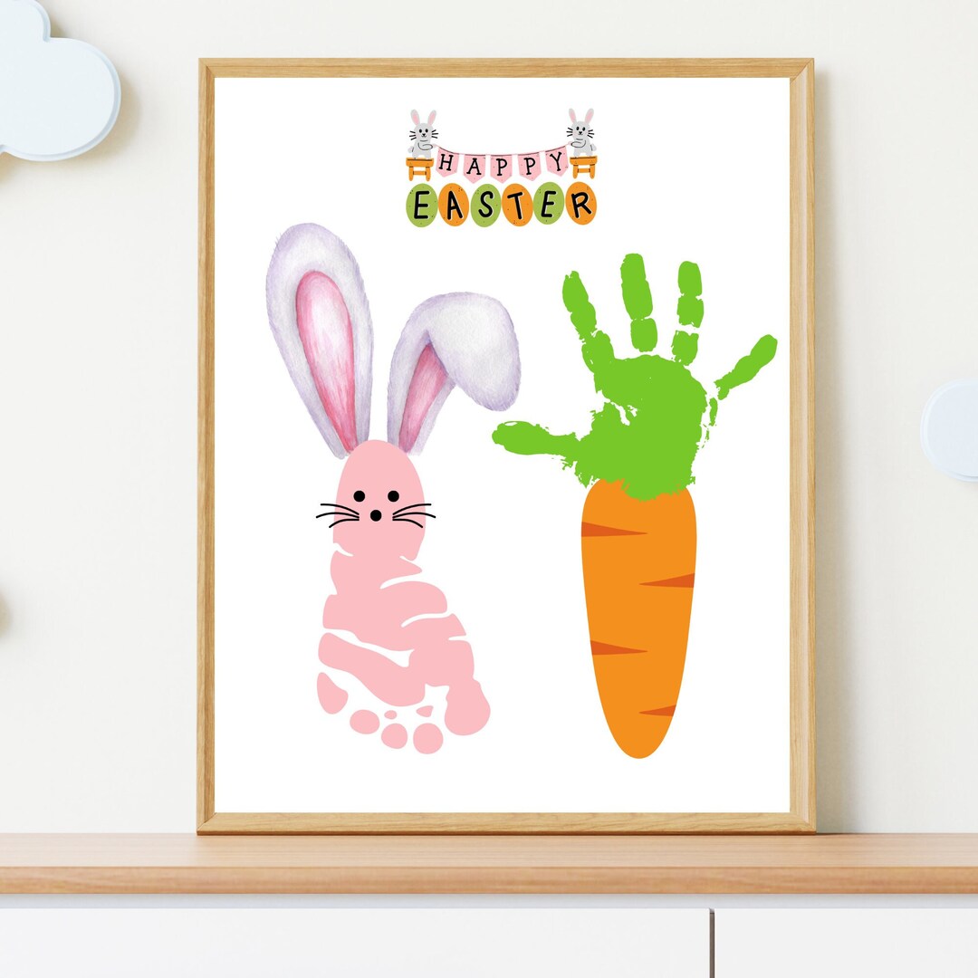 Easter Handprint Art, Bunny Footprint Craft, Carrot Handprint Craft ...