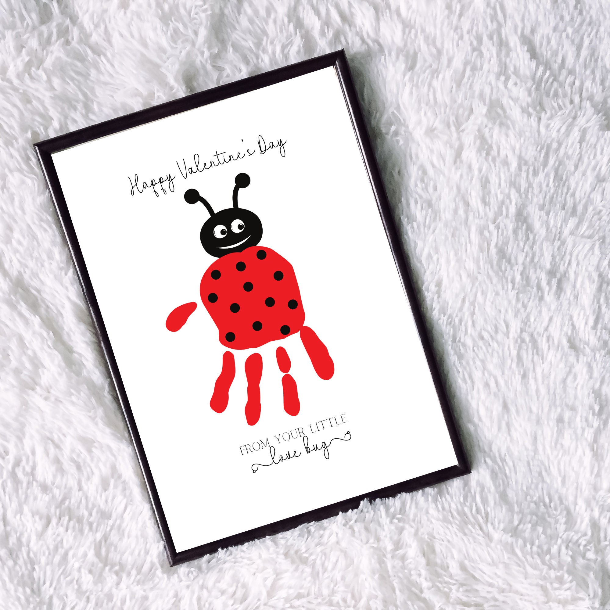 Little Love Bug Handprint Art, Valentines Day Handprint Craft, Toddler ...