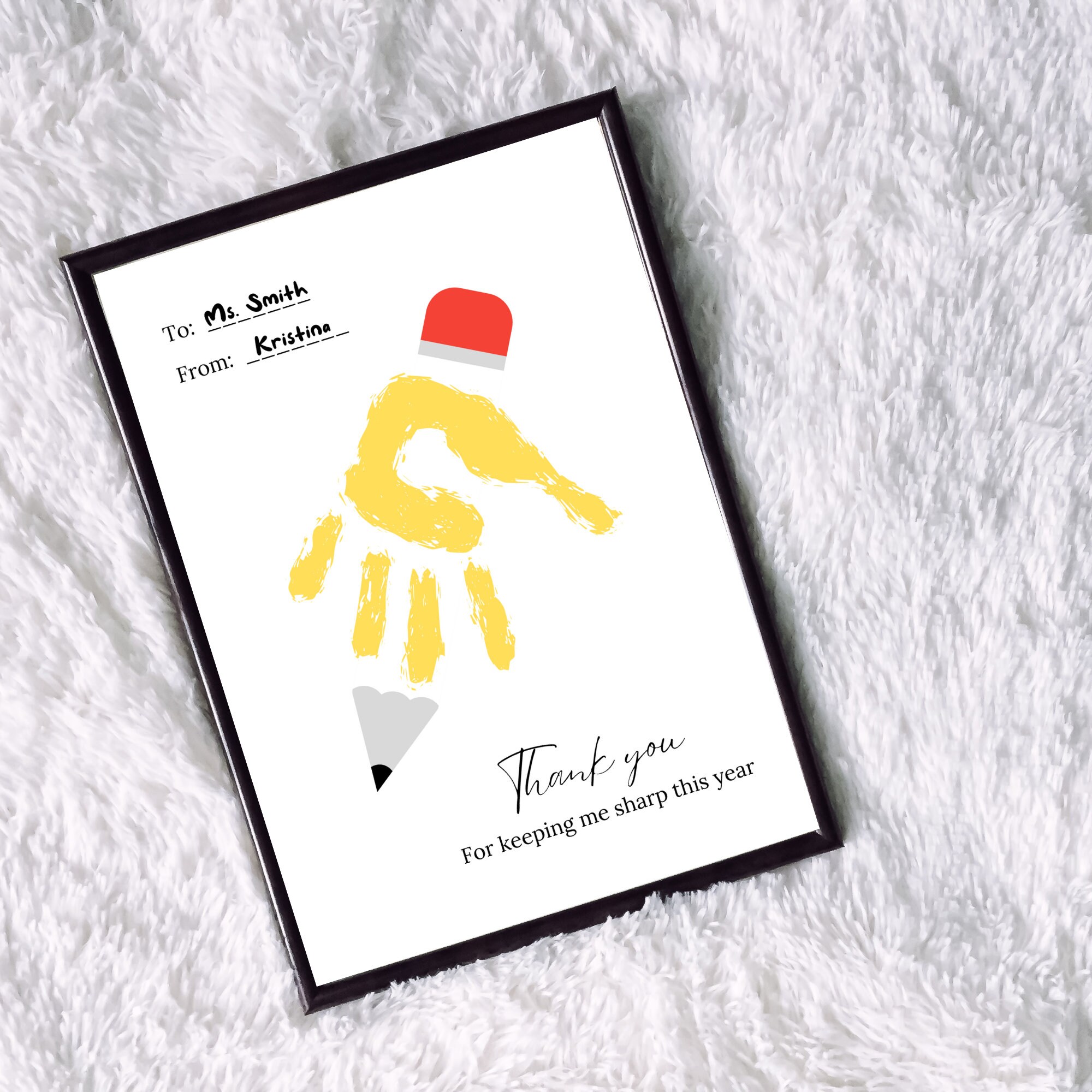 Teacher Appreciation Gift, Teacher Thank You Handprint Card, Printable ...