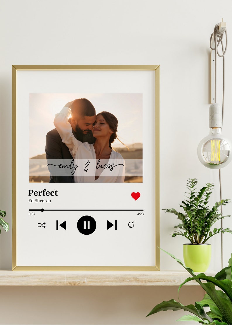Custom Song Print With Couple Photo, Our Song Portrait, Personalized ...