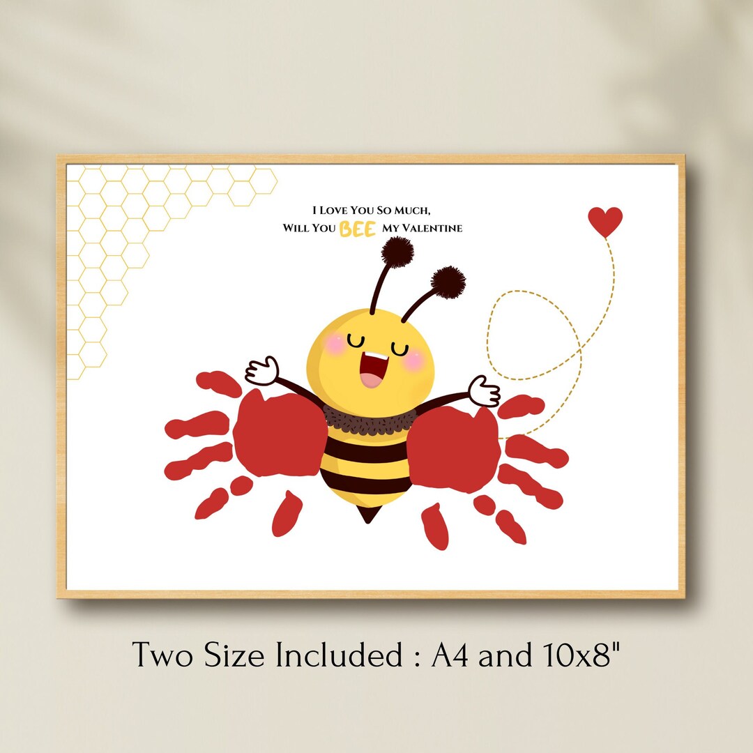 Bee Valentine Handprint Art: Kids DIY Craft (digital Download) - Etsy