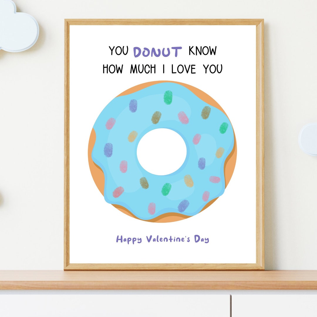 Donut Fingerprint Art, Valentines Day Handprint Craft, Toddler Keepsake ...