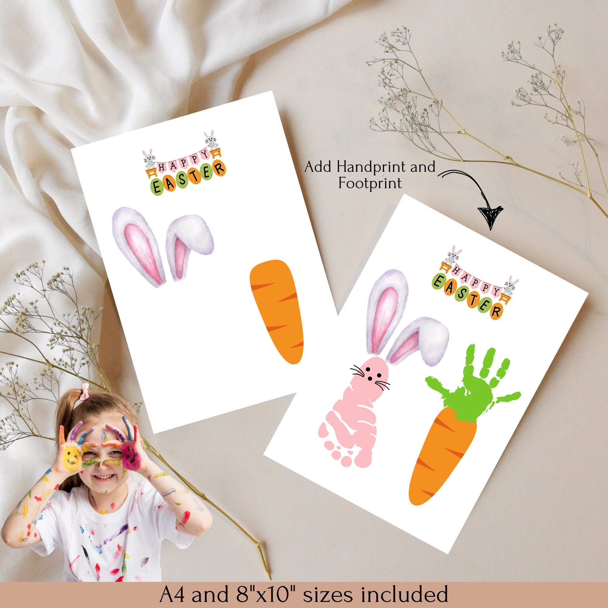Easter Handprint Art, Bunny Footprint Craft, Carrot Handprint Craft ...