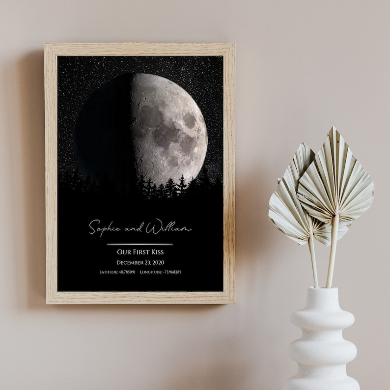 Custom Moon Phase, Personalized Moon Phase Print, Moon by Date Wall Art ...