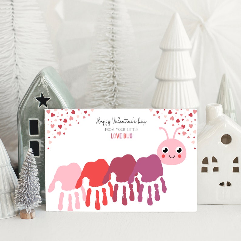 Little Love Bug Handprint Art, Valentines Day Handprint Craft, Toddler ...
