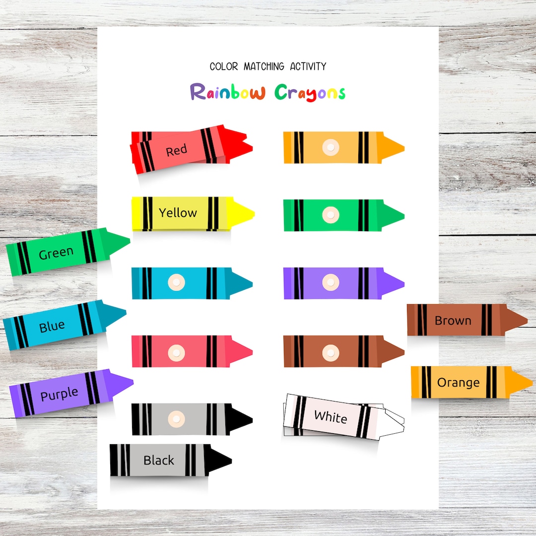 Crayons Color Matching Activity for Kids, Toddler Educational Worksheet ...