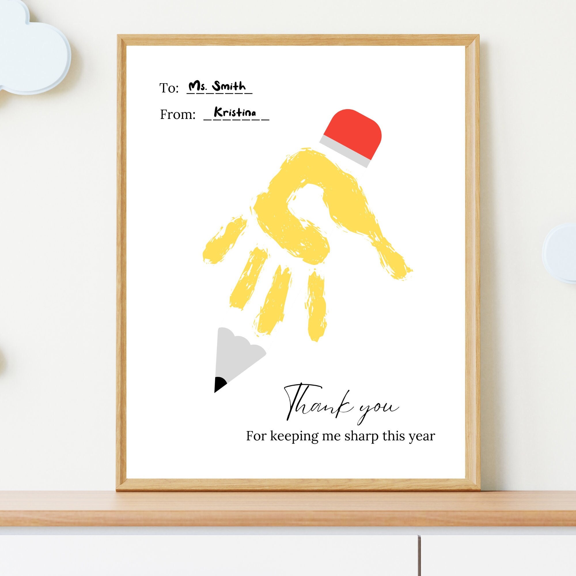 Teacher Appreciation Gift, Teacher Thank You Handprint Card, Printable ...