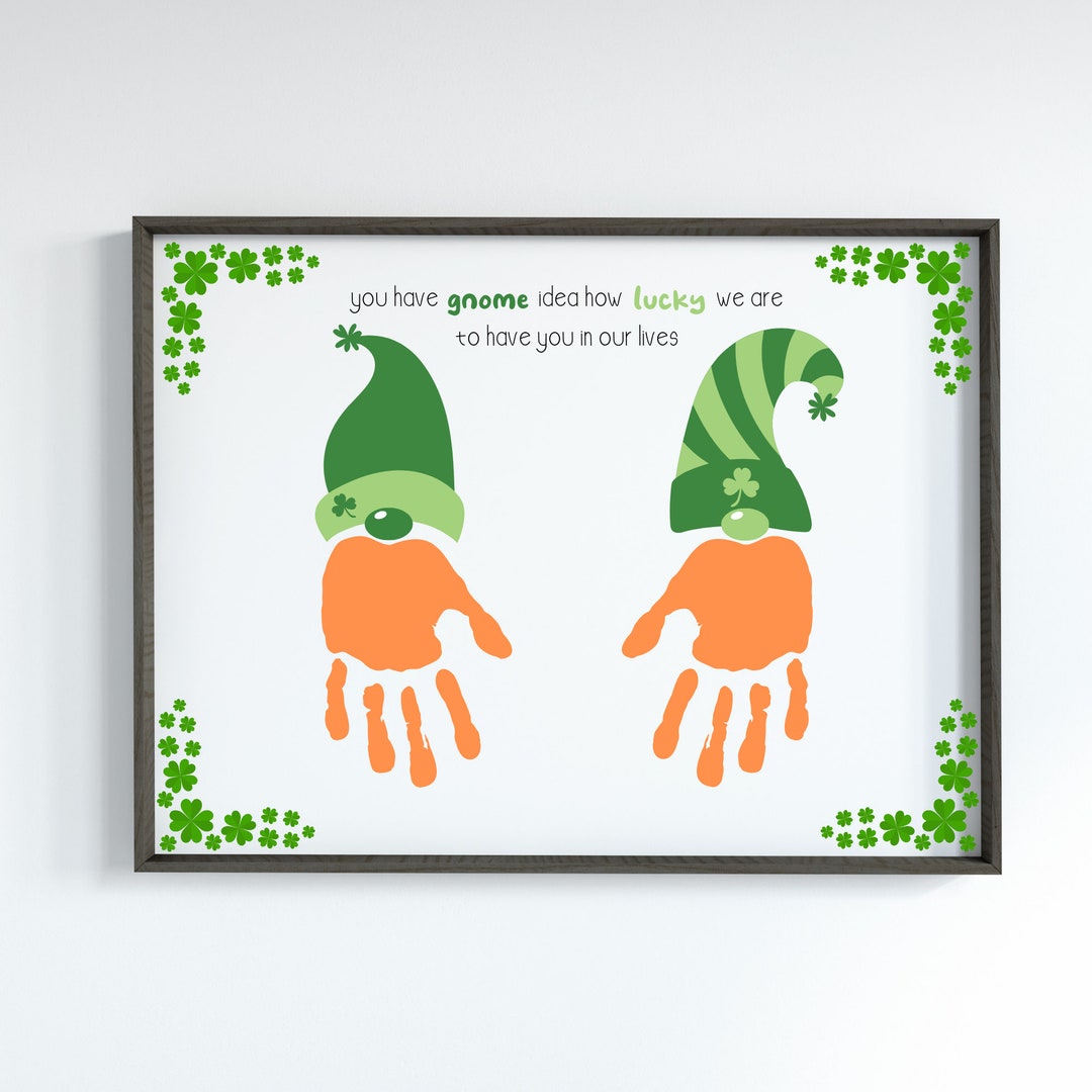 St Patrick Day Handprint Art, Gnome Handprint Art, St Patrick Day Kids ...