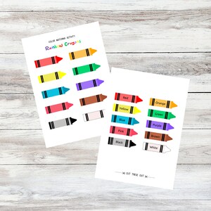 Crayons Color Matching Activity for Kids, Toddler Educational Worksheet ...