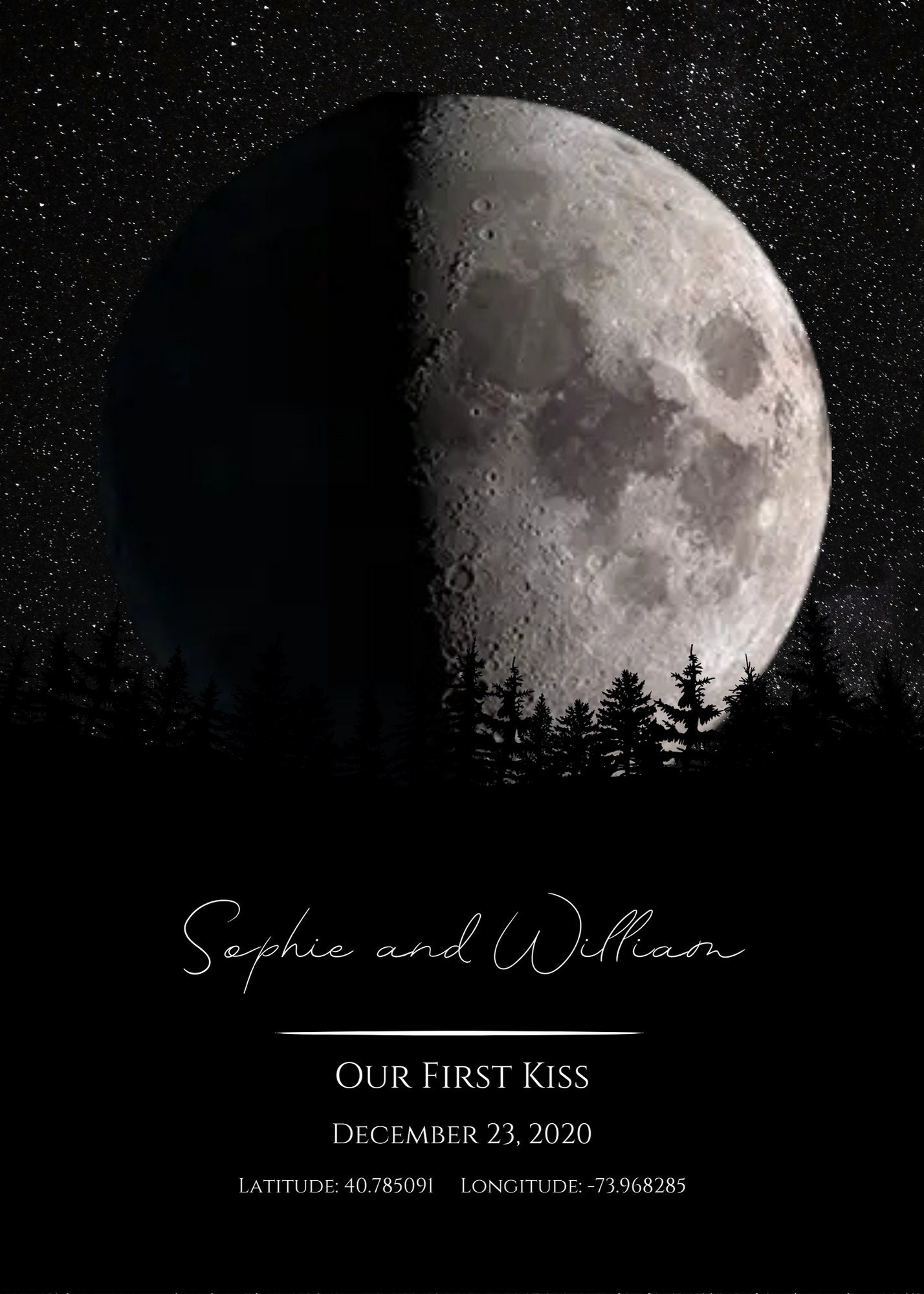 Custom Moon Phase, Personalized Moon Phase Print, Moon by Date Wall Art ...