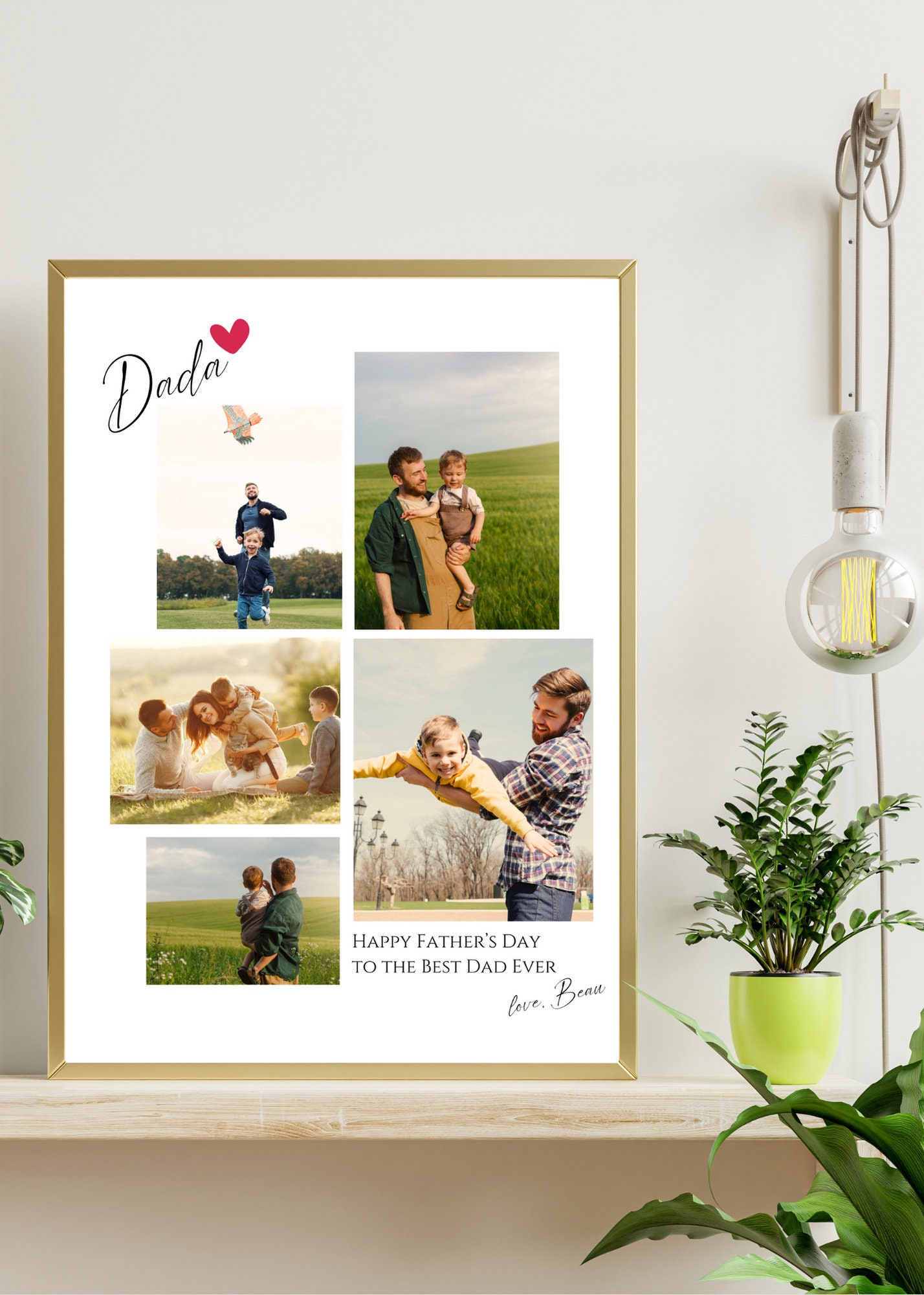 Fathers Day Photo Collage Wall Art, Custom Dad Photo Collage Print ...