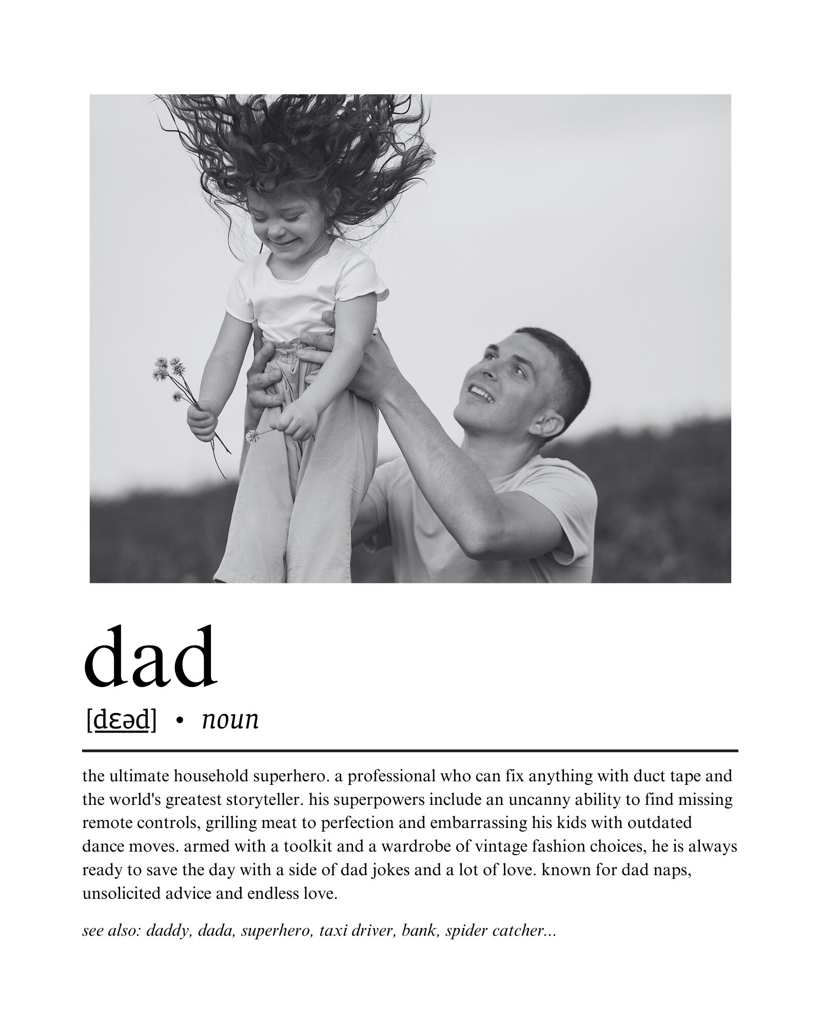 Custom Photo Dad Definition Wall Art, Dad Word Meaning Art ...