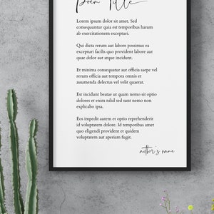 Custom Poem Print, Minimalist Poem Wall Art, Printable Poem Poster ...
