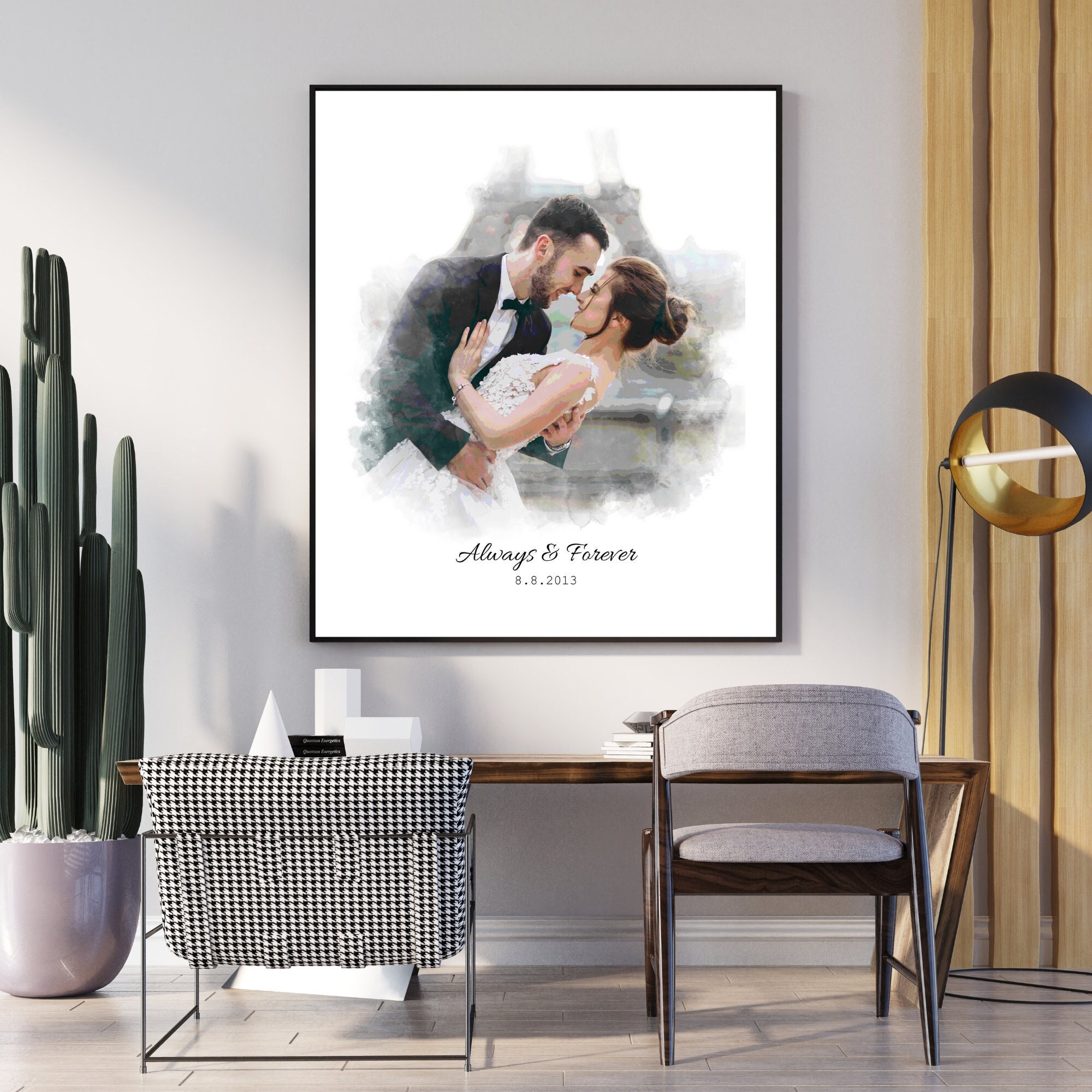 Watercolor Couple Portrait, Custom Wedding Couple Painting, Printable ...