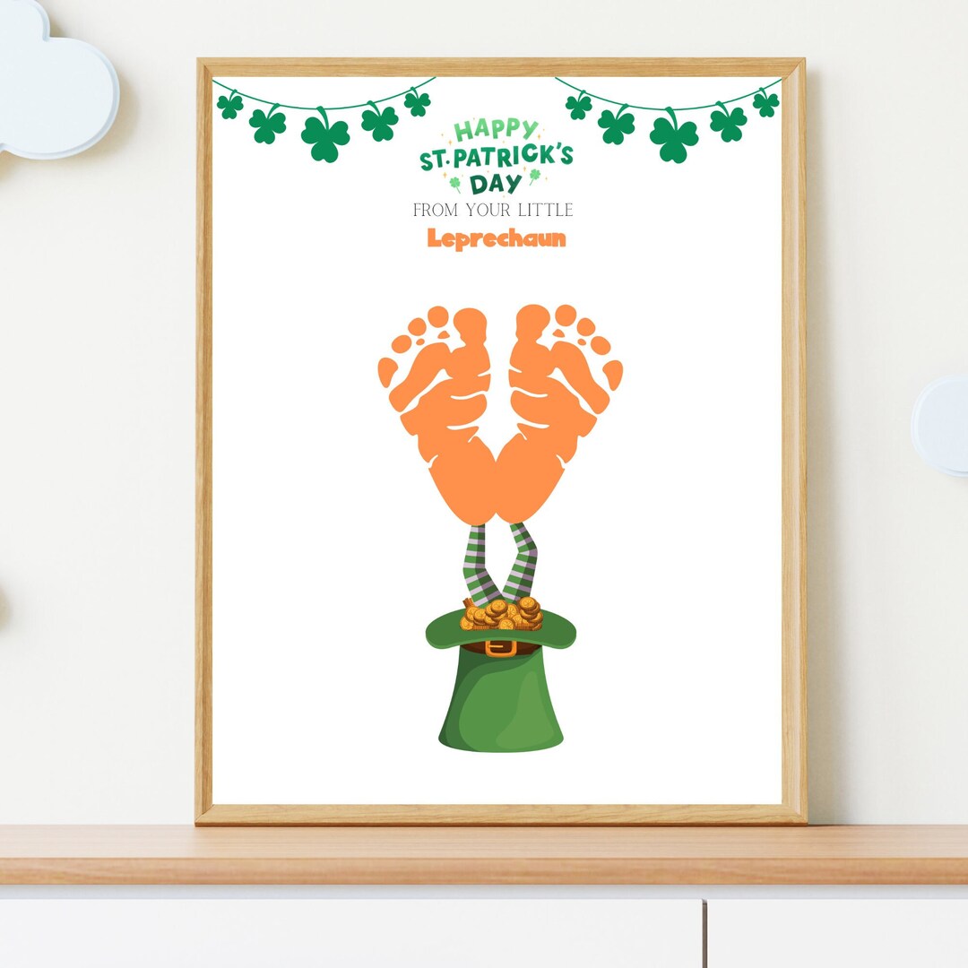 St Patrick Day Footprint Art, Leprechaun Footprint Craft, St Patricks ...