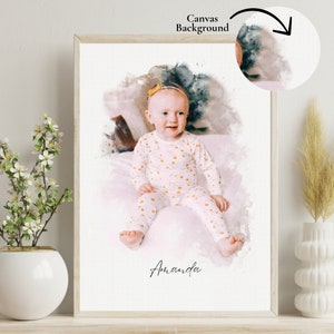 Watercolor Baby Portrait, Custom Baby Painting, Personalized Newborn ...
