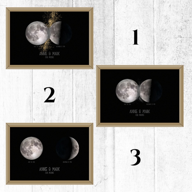 Couple Moon Phase Wall Art, Custom Moon Phase Print, Couple Moon ...
