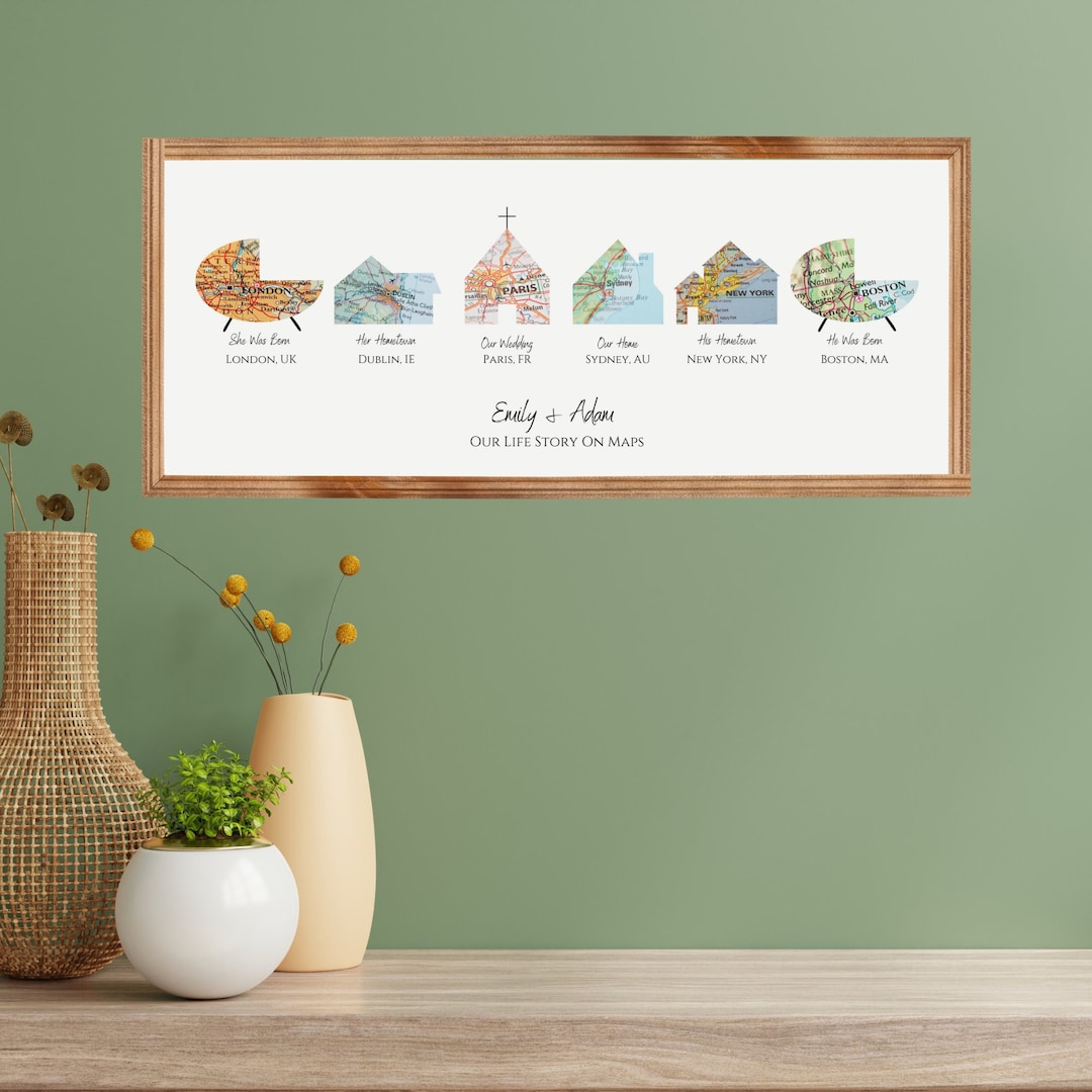 Custom Love Story Map Art, Life Story Map Print, Couple Map Wall Art ...