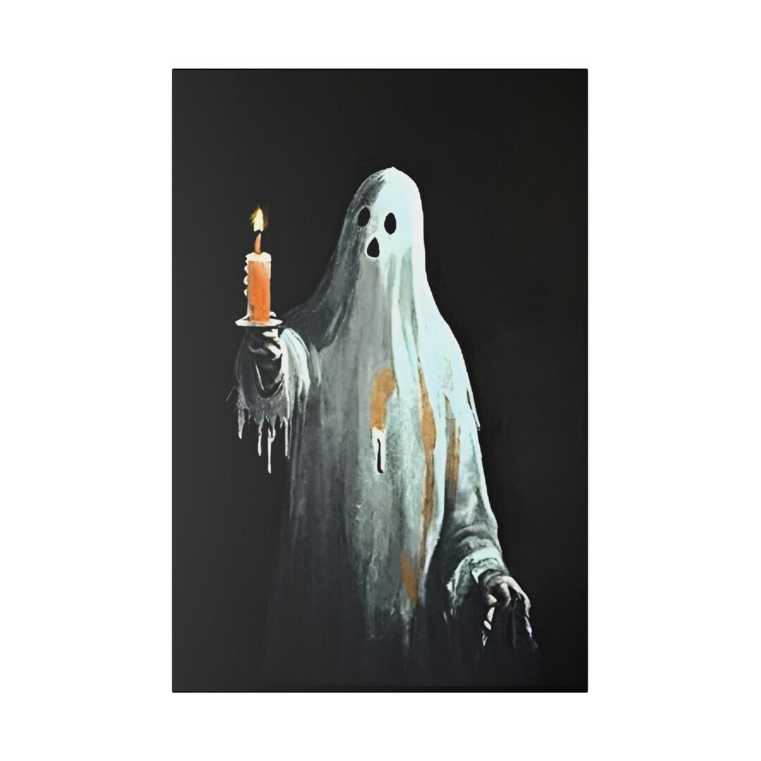Vintage Ghost Holding Candle Halloween Canvas Print, Halloween Decor ...