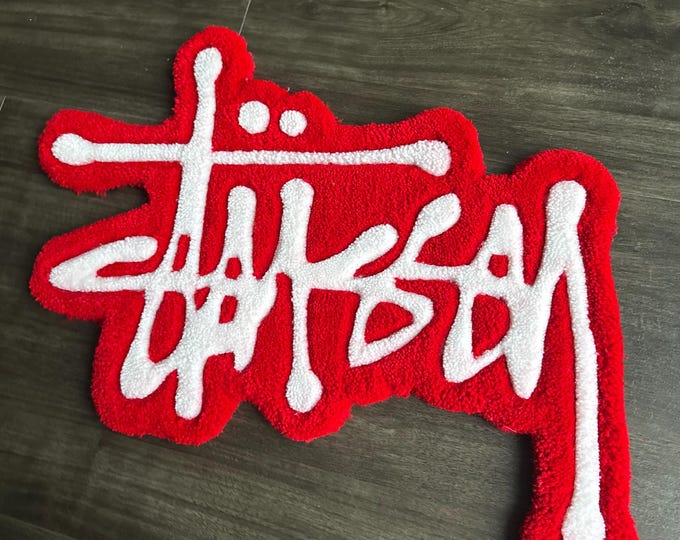 RED STUSSY TUFTED Rug Handmade - Etsy