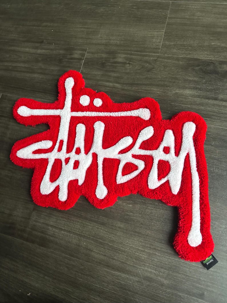RED STUSSY TUFTED Rug Handmade - Etsy