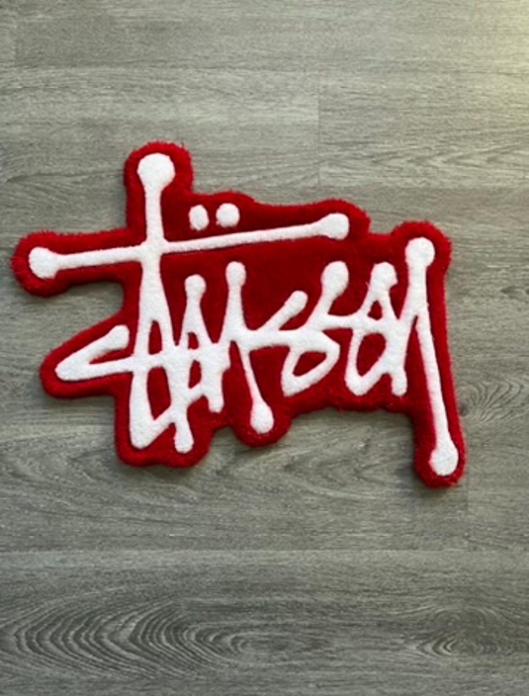 RED STUSSY Tufted Rug Handmade - Etsy