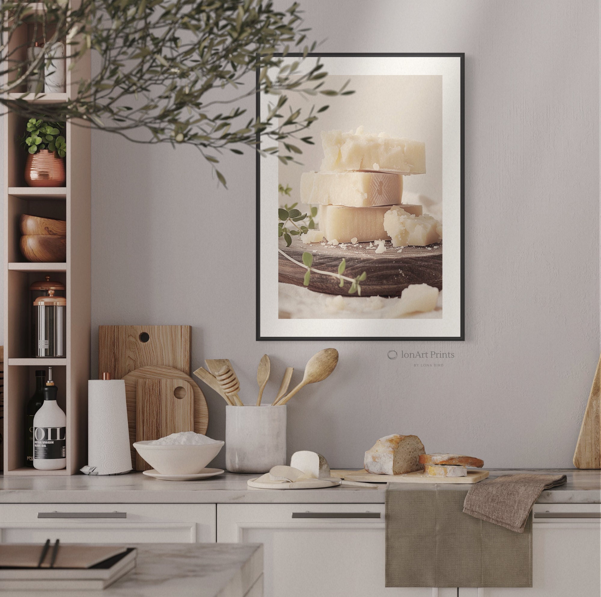 Parmesan Cheese Art Print, Rustic Kitchen Poster, Culinary Photography ...
