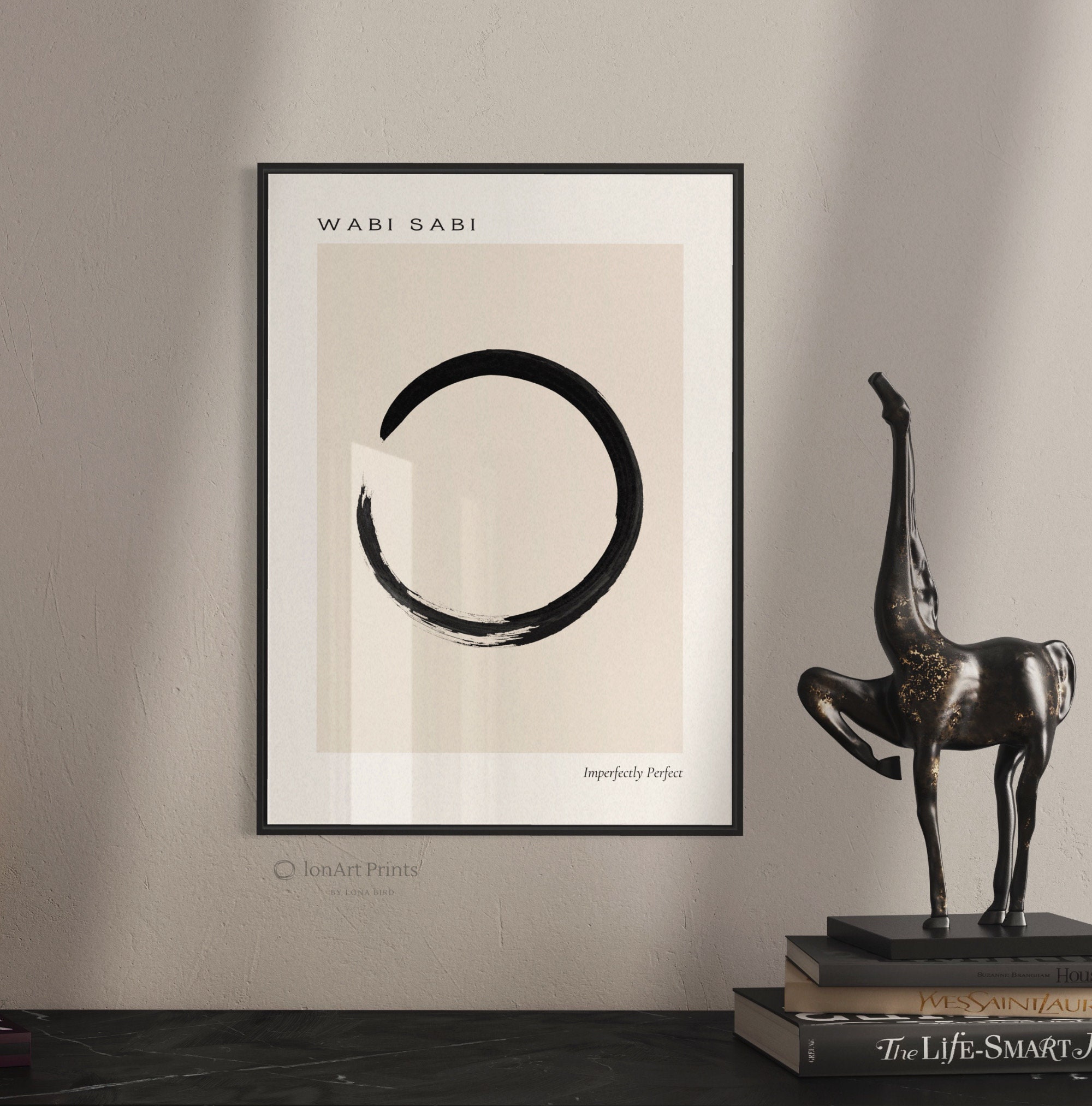 Zen Buddhism Art, Wabi Sabi Abstract Enso Symbol, Japandi Ink Stroke ...