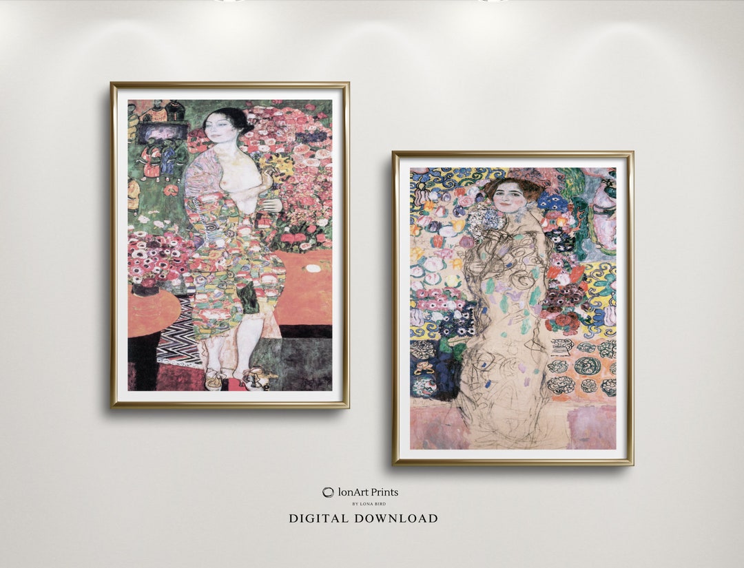 Gustav Klimt Art Prints Set, Maria Munk & the Dancer, Floral Feminine ...