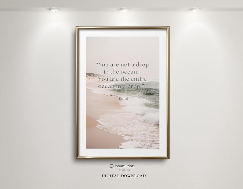 Rumi Rumi Poetry Quote Wall Art, Ocean Beach Inspirational Print ...