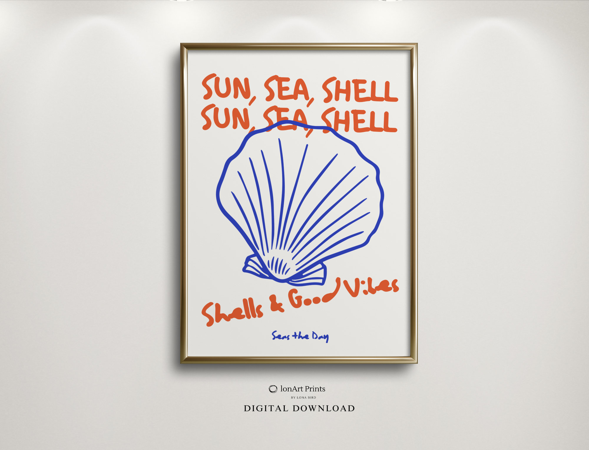 Sun Sea Shell & Good Vibes, Digital Download, PRINTABLE, Illuminated ...