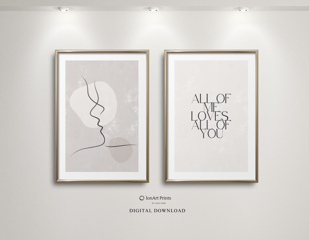 Minimalist Line Art Couple Print, Modern Love Quote Wall Art, Abstract ...