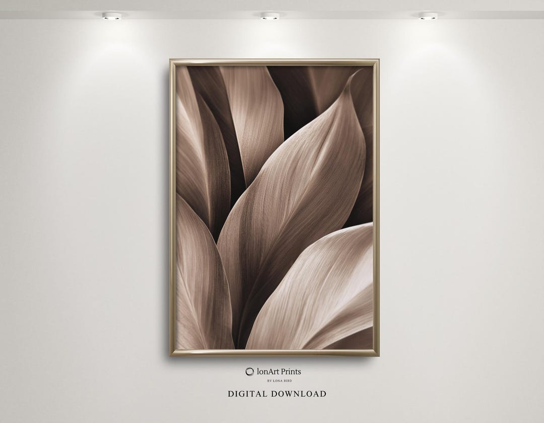 Golden Leaves Printable Wall Art, Botanical Digital Download, Abstract ...