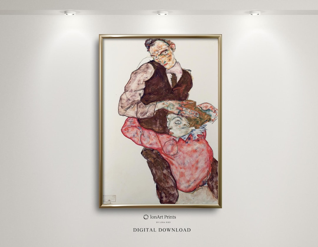 Lovers by Egon Schiele Printable Wall Art, Expressionist Figurative ...