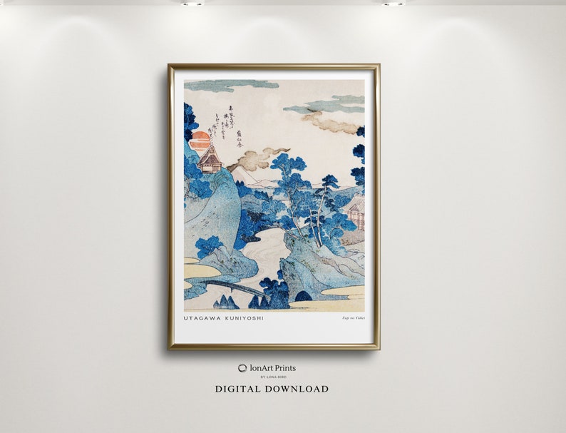 Utagawa Kuniyoshi Fuji No Yukei Print, Japanese Art, Landscape, Blue ...
